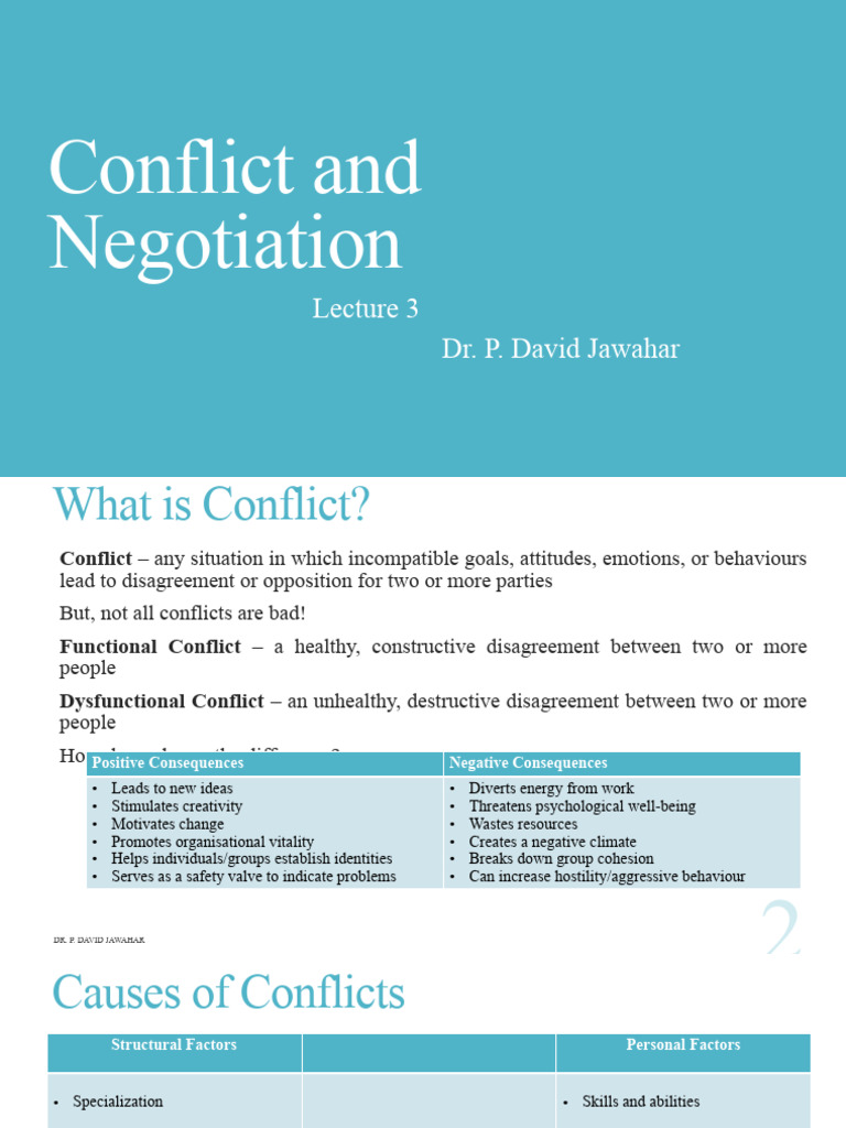 L 3 Conflict and Negotiation | PDF | Negotiation | Psychology