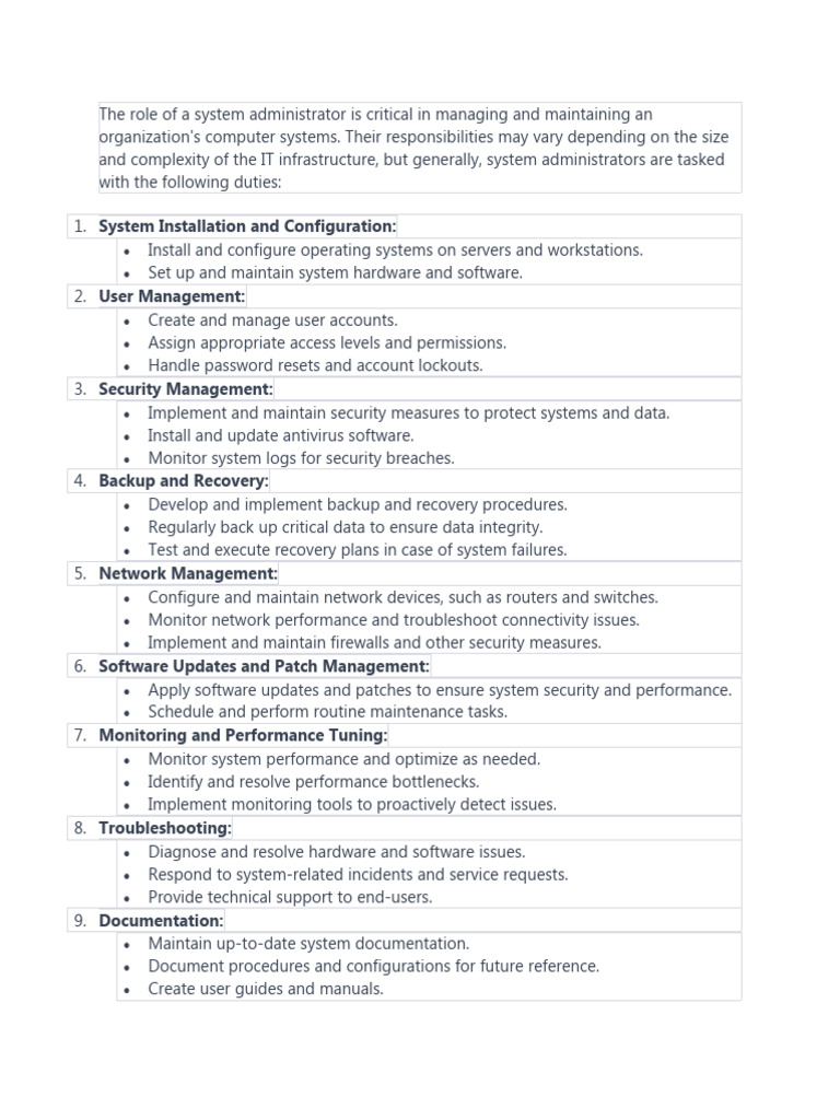 Role of System Administrator | PDF | Computer Security | Security