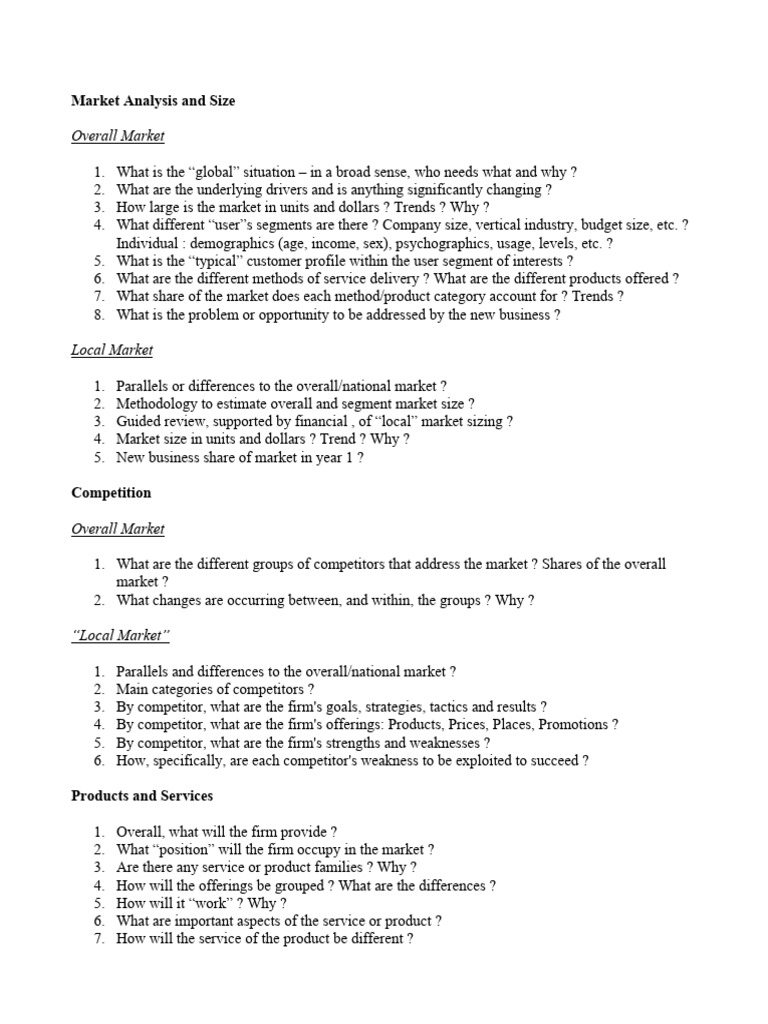 Business Plan Questions.v3 | PDF | Career & Growth | Business