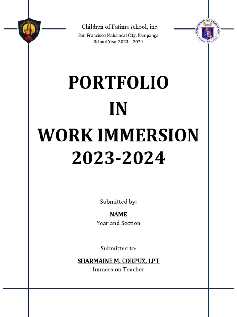 Student Work Immersion Portfolio | PDF