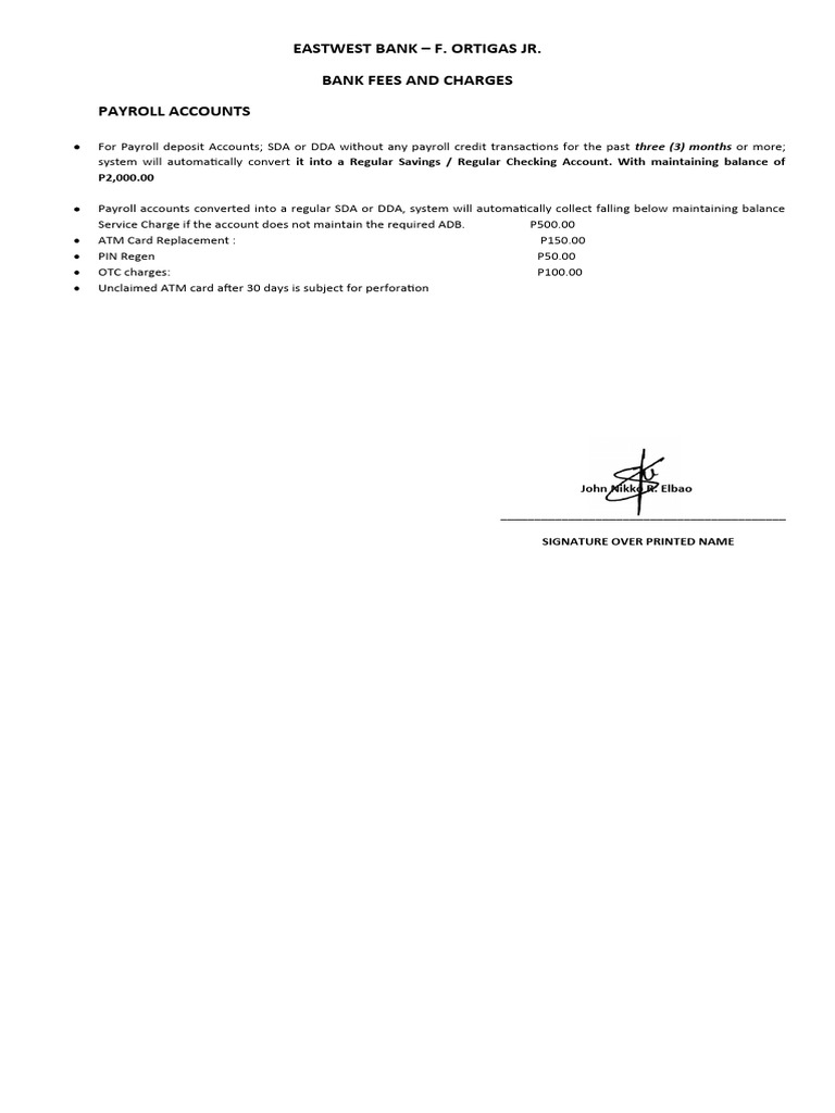 Payroll Account Maintenance Fees | PDF | Finance & Money Management