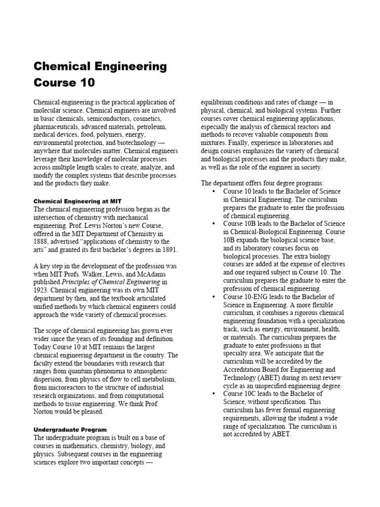 Course 10 - Chemical Engineering - 2012 | PDF | Chemical Engineering | Engineering