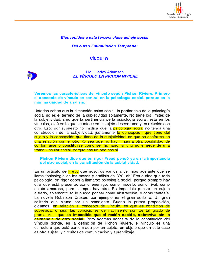 3 MAYO Clase_3_Teoria_del_Vinculo | PDF | Complejo de Edipo | Psicología Social