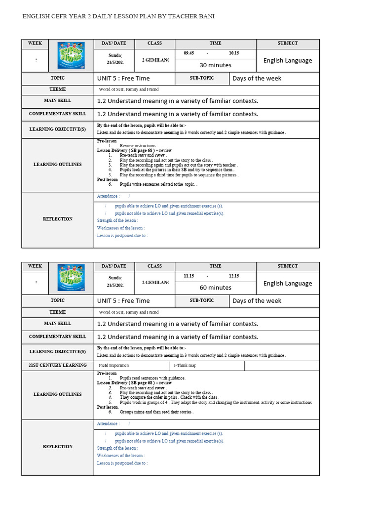 WEEK 9-15 DAILY LESSON PLAN YEAR 2 | PDF | Lesson Plan | English Language
