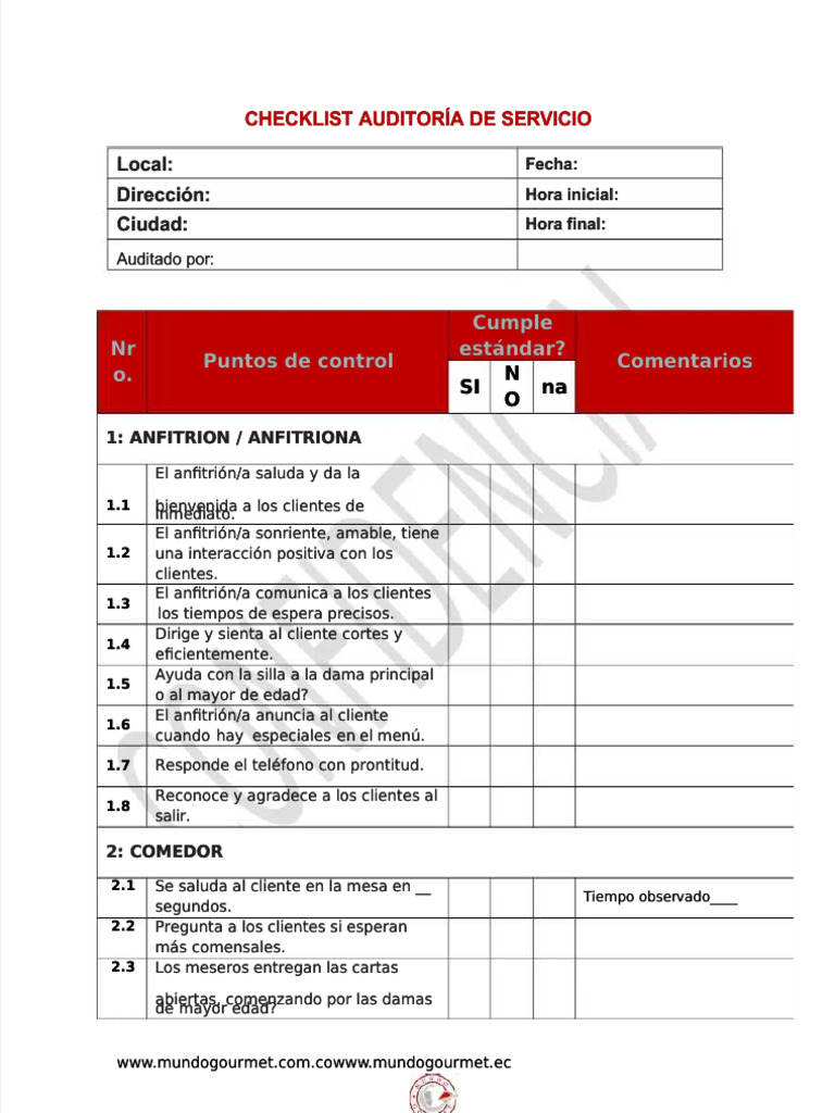 PDF Checklist para Auditar El Servicio - Compress | PDF