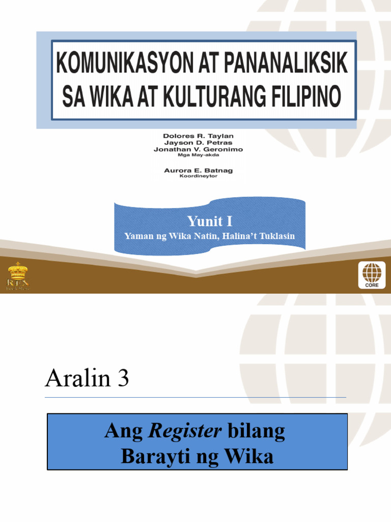 Aralin 3 Ang Register Bilang Varayti NG Wika | PDF