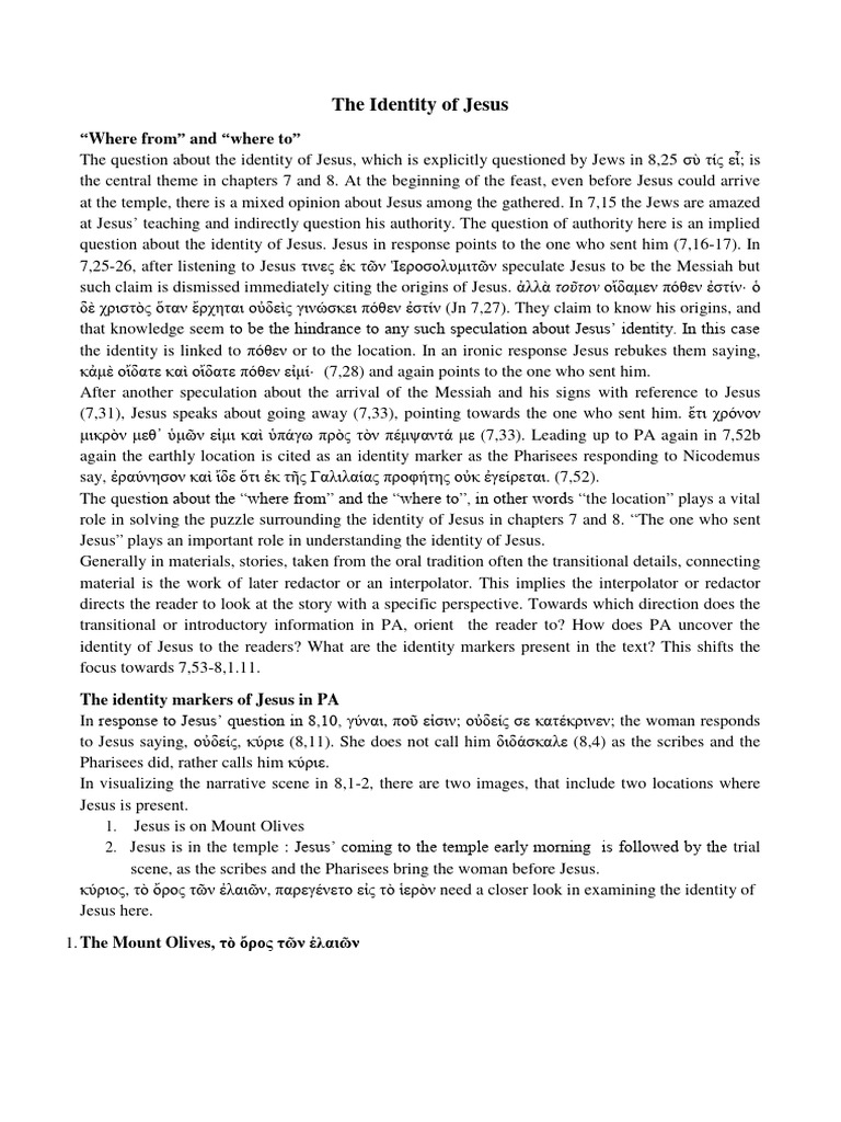 The Identity of Jesus | PDF | Jesus | Gospel Of John