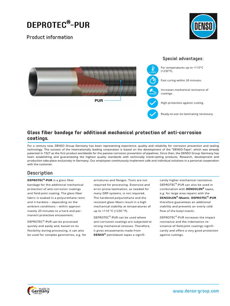 DEPROTEC R - PUR Product Information PR00218808-1 | PDF | Fiberglass | Lamination