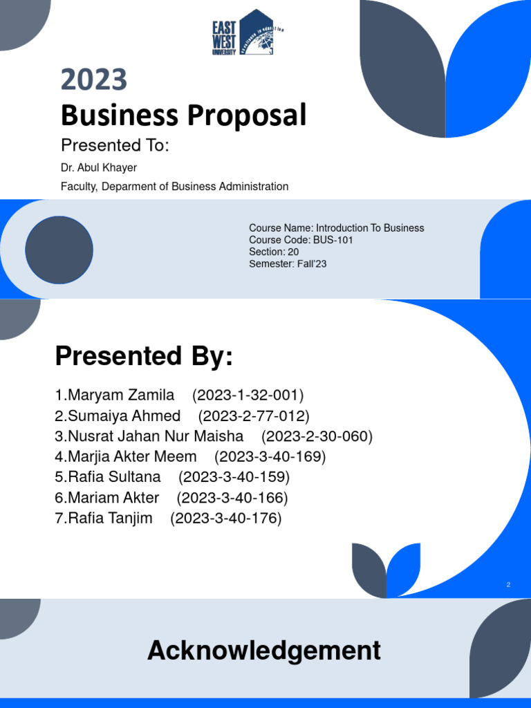 BUS-101 Business Proposal Final | PDF