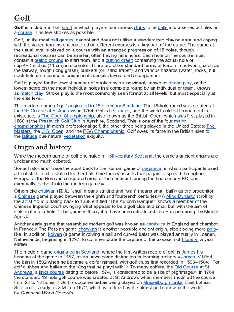 Golf | Download Free PDF | Golf Course | Ball And Bat Games