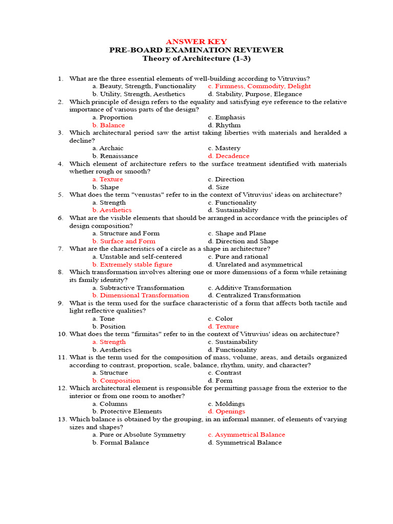 TOA Answer Sheet | PDF | Lighting | Space