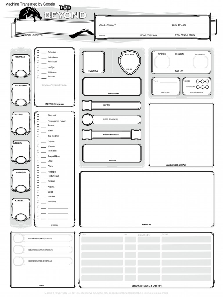Character Sheet Human Fighter Vandross Ephrates 1 | PDF