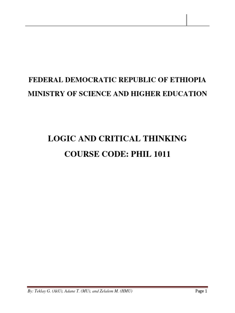 Logic and Critical Thinking Course Guide | PDF | Critical Thinking ...