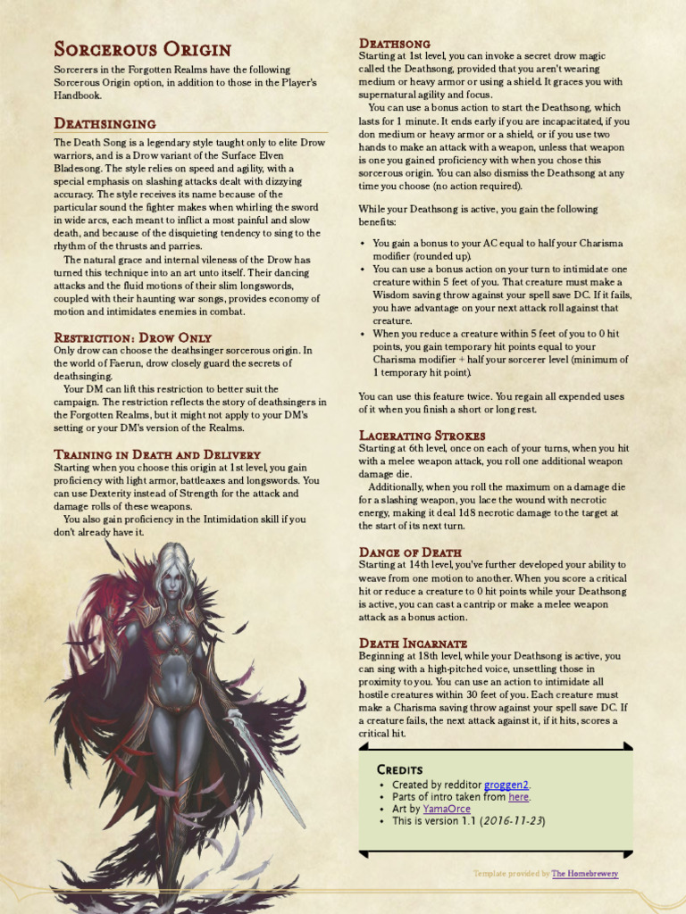 Class - Sorcerer - Deathsinger | PDF