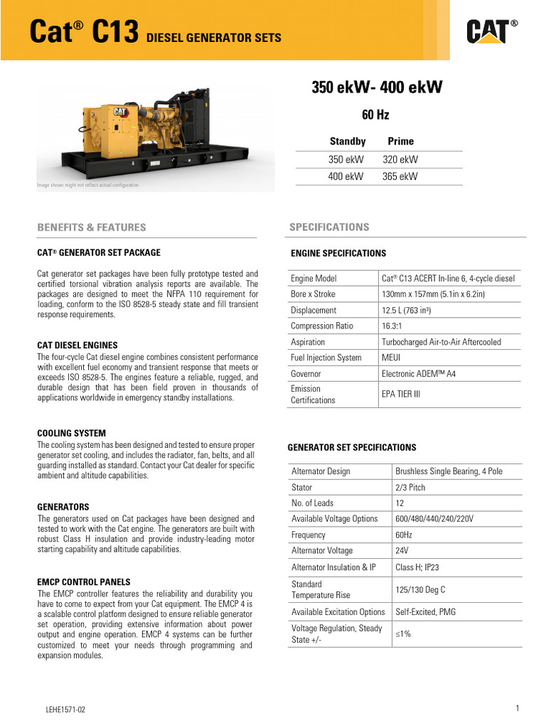 C13 Brochure | PDF | Diesel Engine | Electric Generator