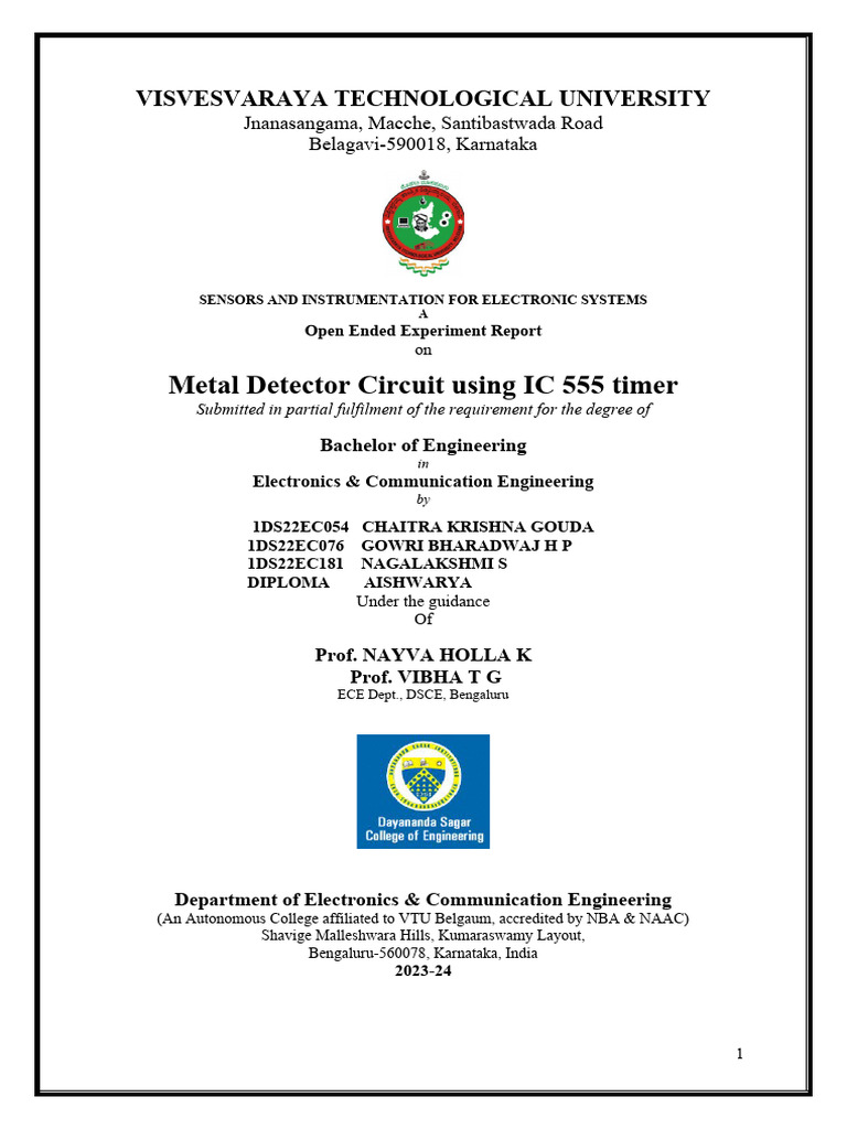 Metal Detector Using 555 Timer | PDF
