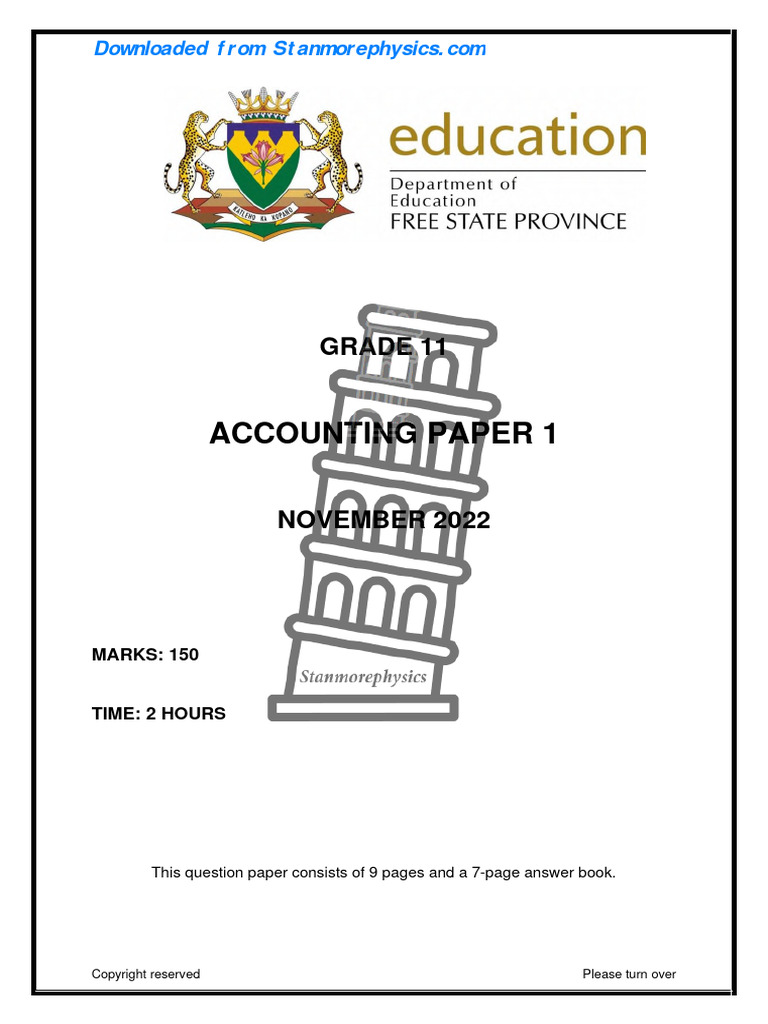 FS Accounting Grade 11 November 2022 P1 and Memo | PDF | Equity ...