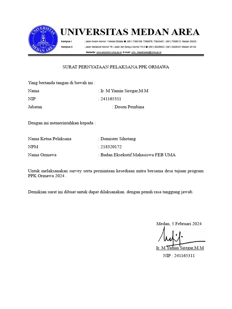 Surat Jalan PPK Ormawa 2024 | PDF