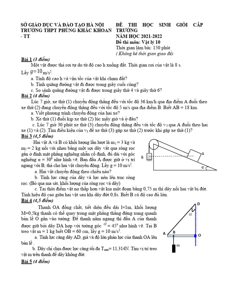 Đề thi HSG Lý 10 | PDF