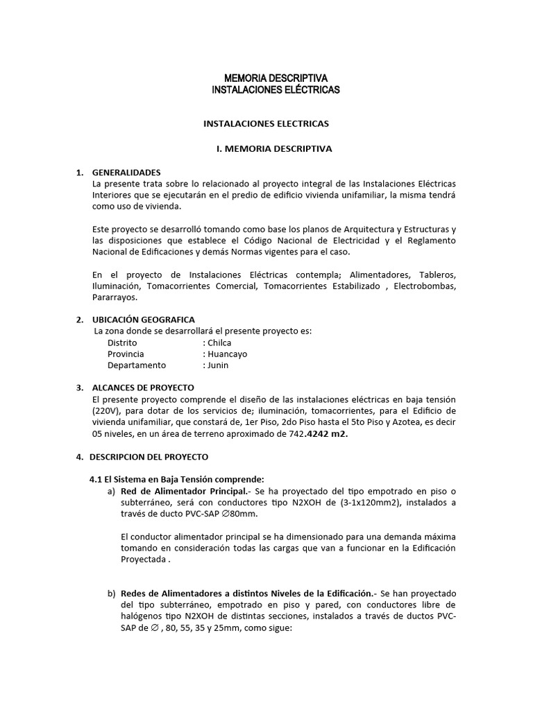 Memoria Descriptiva de Instalaciones Electricas | Descargar gratis PDF | Diodo emisor de luz ...