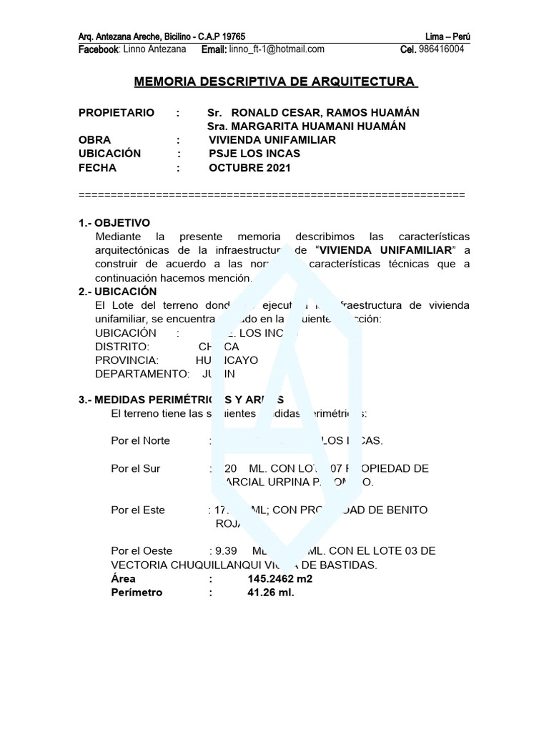 Memoria Descriptiva de Arquitectura | PDF