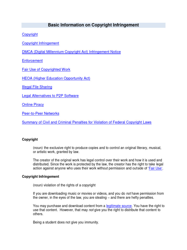 Copyright Infringement | PDF | Copyright Infringement | Peer To Peer
