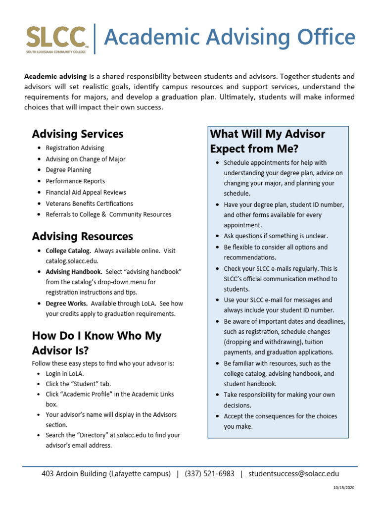 SLCC Academic Advising | PDF | Career & Growth | Business