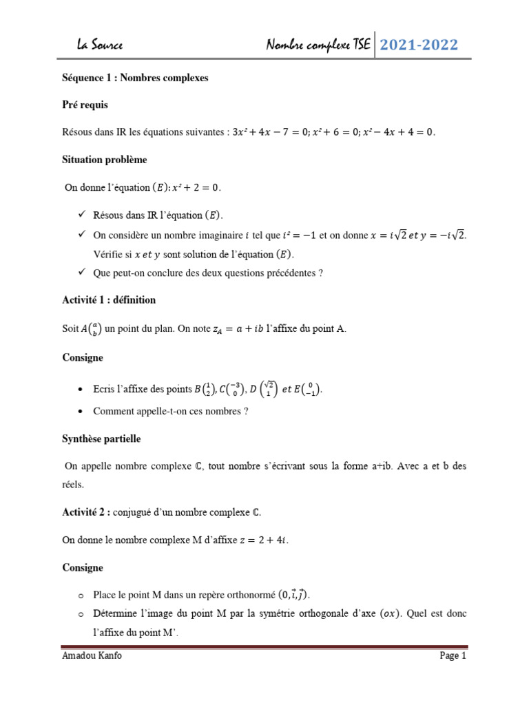 Nombre Complexe | PDF