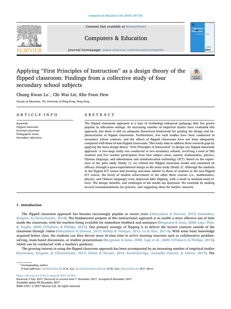 Computers & Education: Chung Kwan Lo, Chi Wai Lie, Khe Foon Hew | PDF