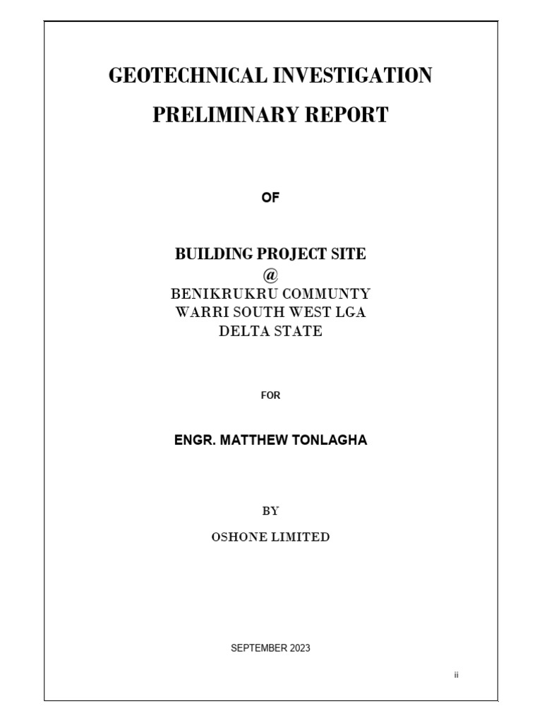 Geotechnical Report - Preliminary | PDF | Geotechnical Engineering | Solid Mechanics