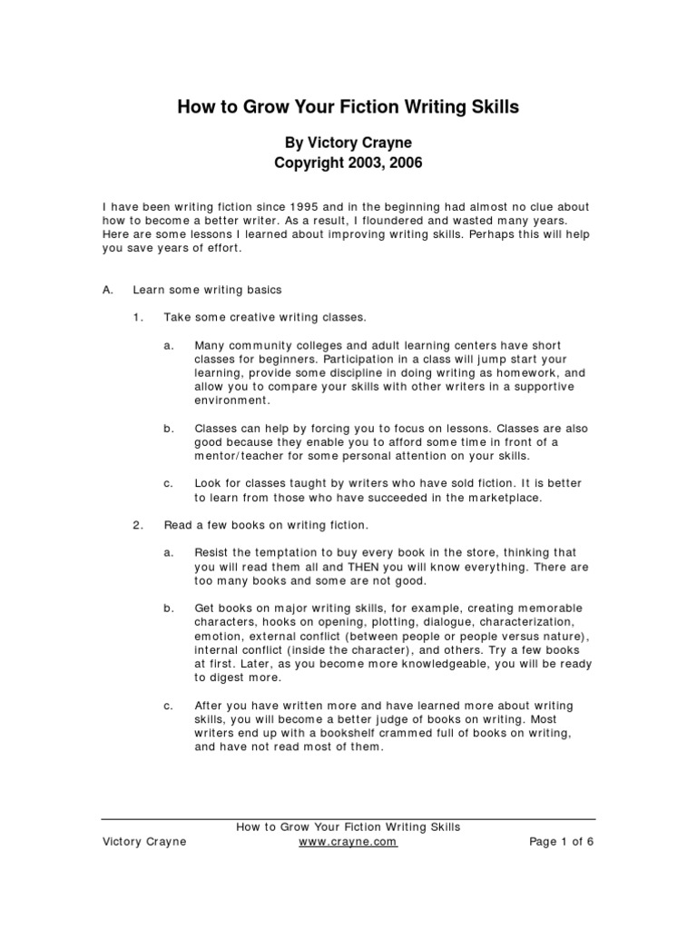 How To Grow Your Fiction Writing Skills | PDF