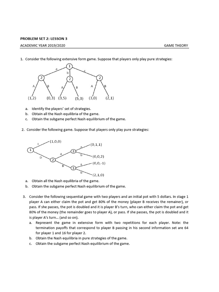 Problem Set 2 Pdf Economic Equilibrium Gaming