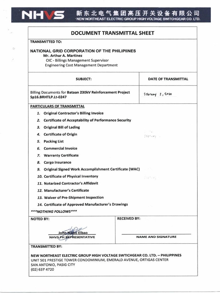 TRANSMITTAL | PDF