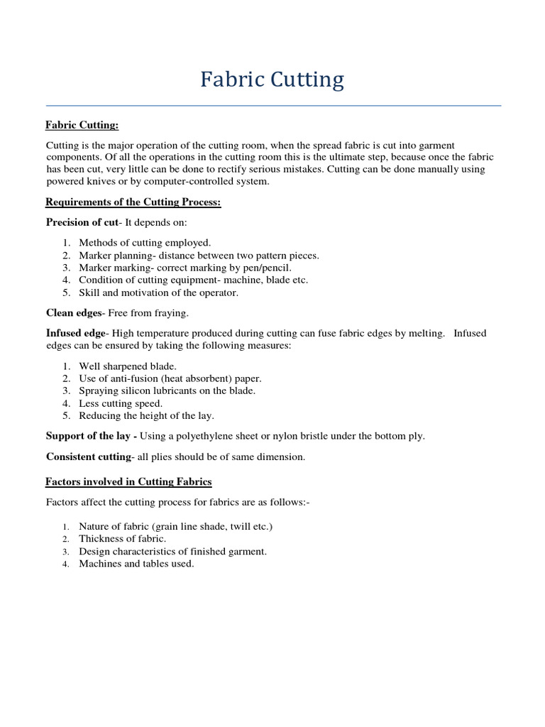 Fabric Cutting Pdf Knife Grinding Abrasive Cutting