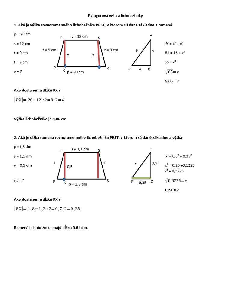 Pytagorova Veta - Lichobežníky | PDF