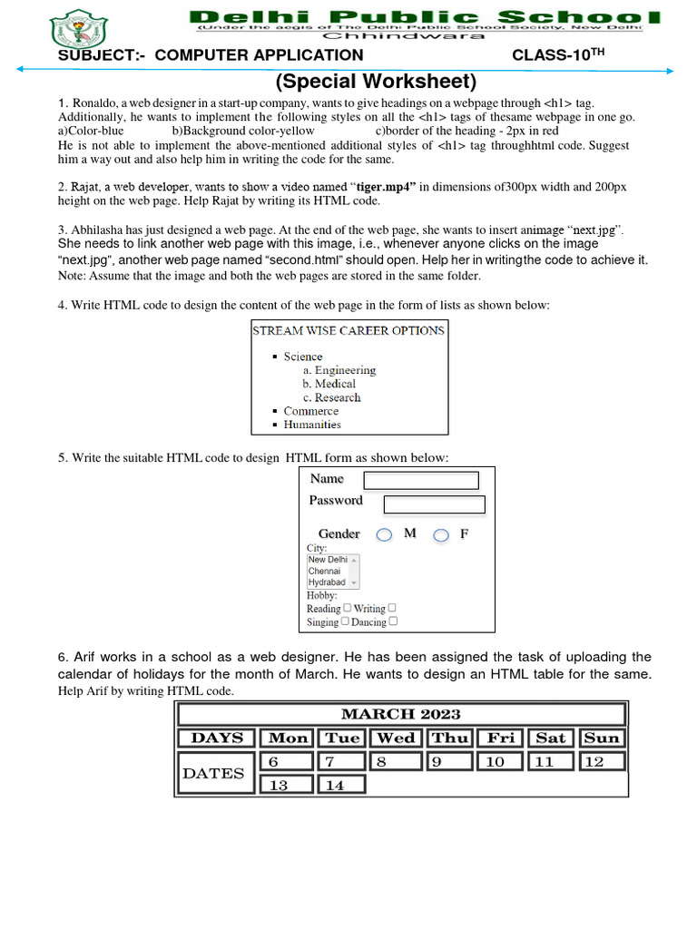 Special - Worksheet Class 10th Computer | PDF | World Wide Web ...