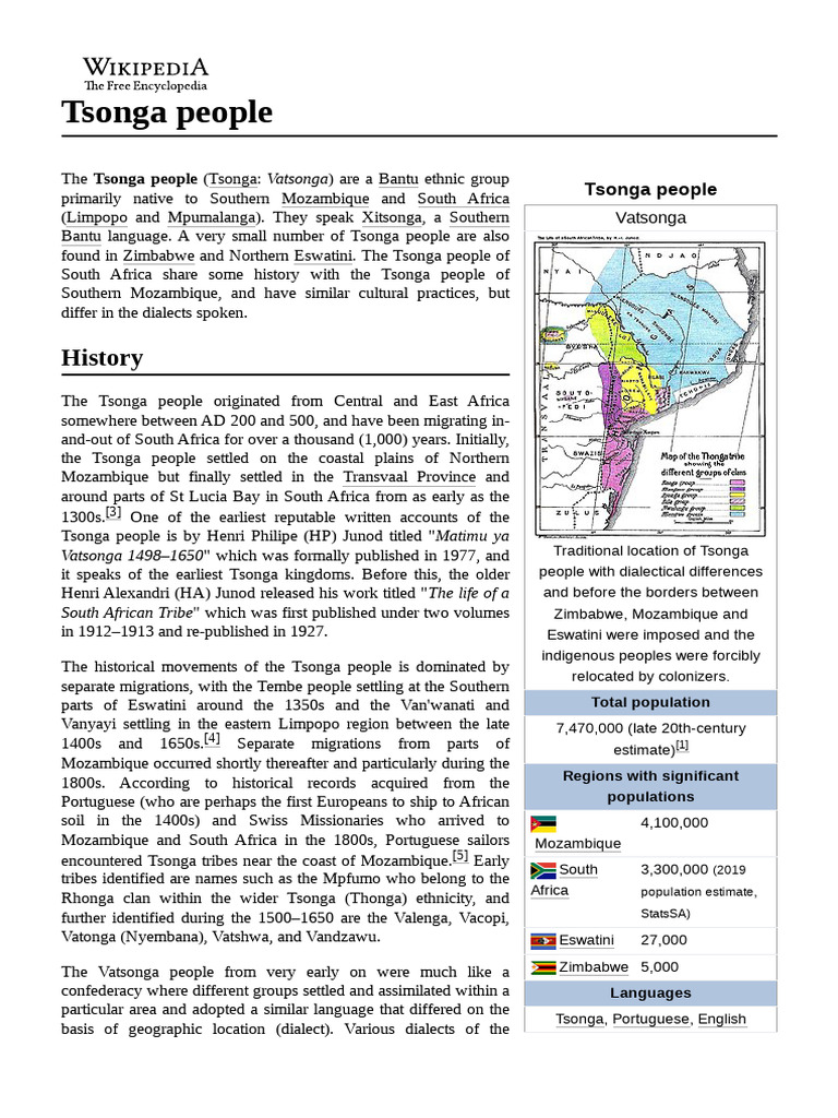 Tsonga People | PDF | Southern Africa | Ethnicity