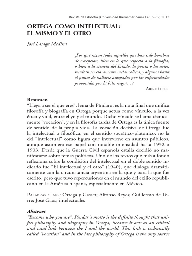 El Intelectual y El Otro - Ortega Como Intelectual | PDF