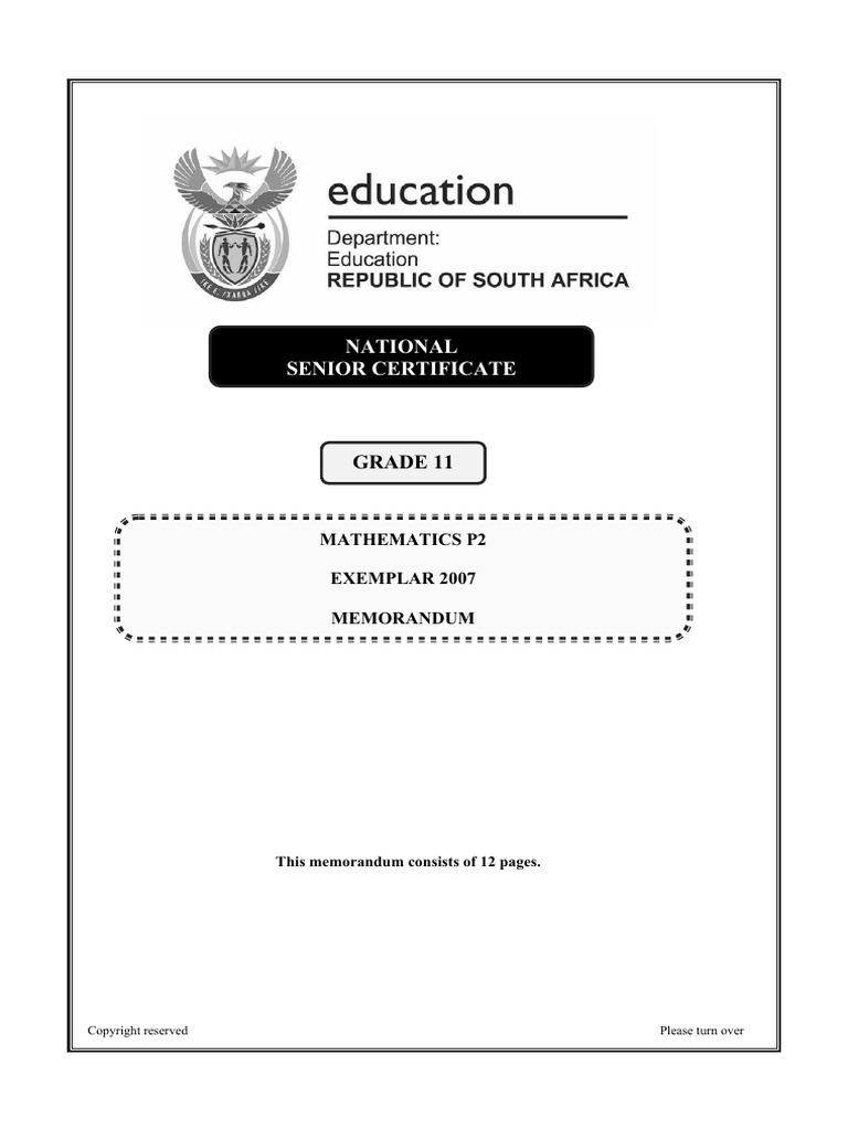 Mathematics Paper 2 Memo | PDF