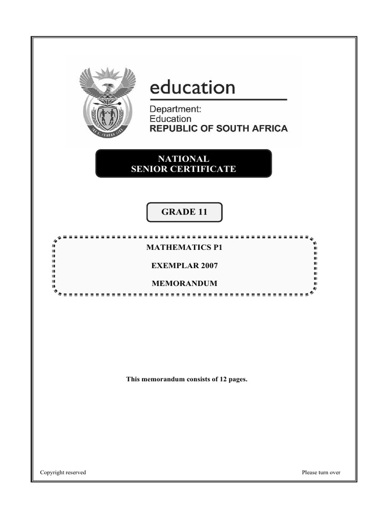 Mathematics Paper 1 Memo | PDF | Mathematical Relations | Geometry