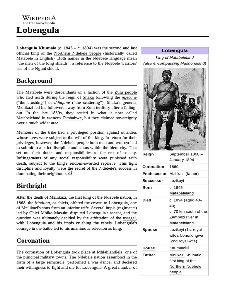Lobengula | PDF | History