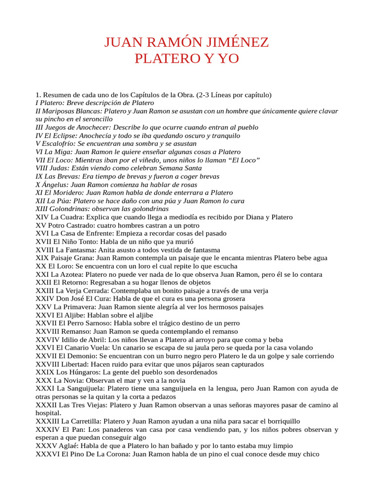 Platero y Yo Resuelto | PDF
