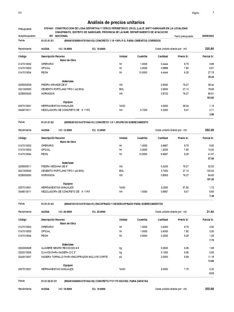 Acu Adicional Final | PDF | Hormigón | Sector secundario de la economía