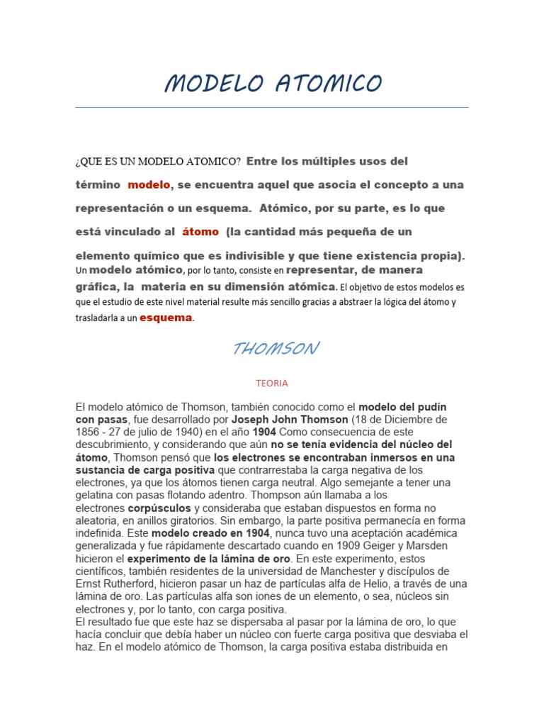 Modelo Atomico | PDF