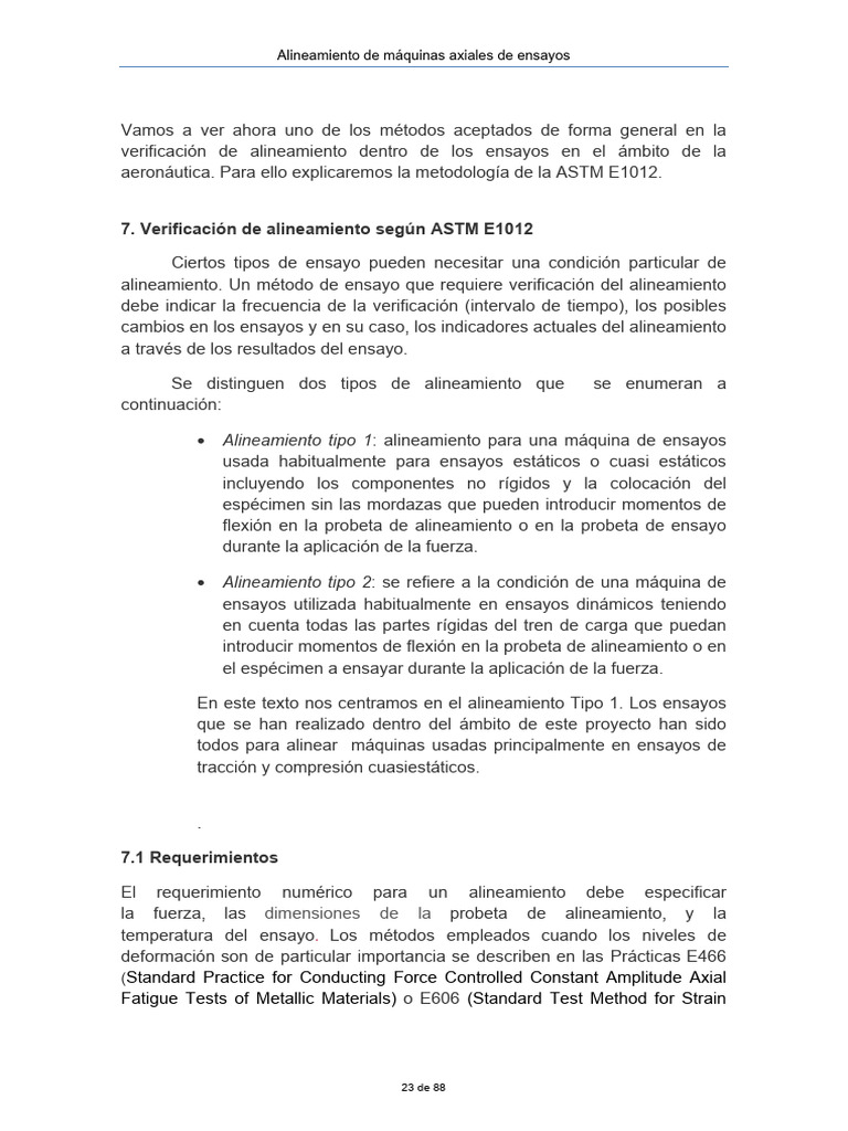 VerificaciÃ N de Alineamiento Segun ASTM E1012 | PDF | Fatiga (material) | Calibración