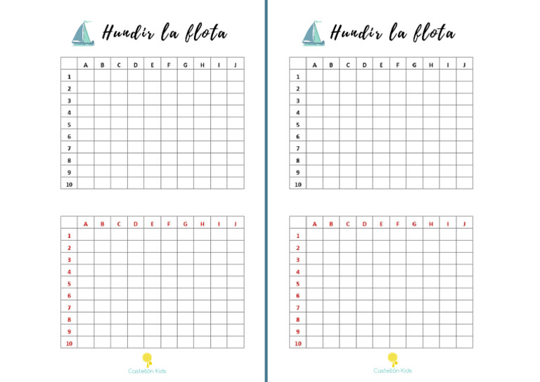 Imprimible Juego Hundir La Flota | PDF