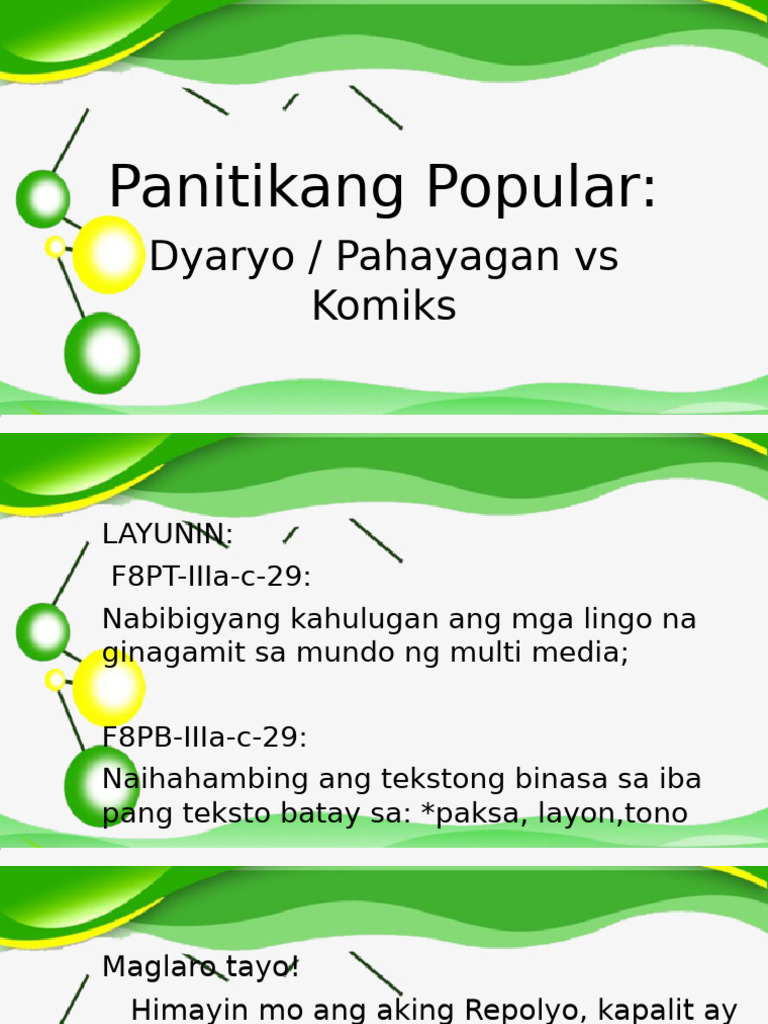 Panitikang Popular Day 2 3rdqtr | PDF