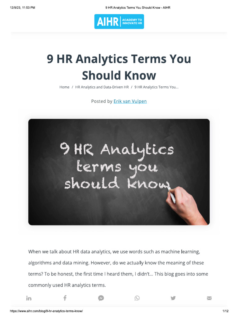 9 HR Analytics Terms You Should Know by Erik Van Vulpen | PDF