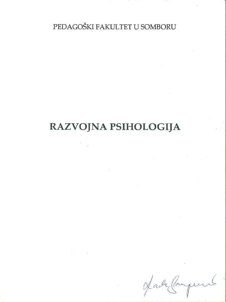 Razvojna Psihologija Skripta | PDF