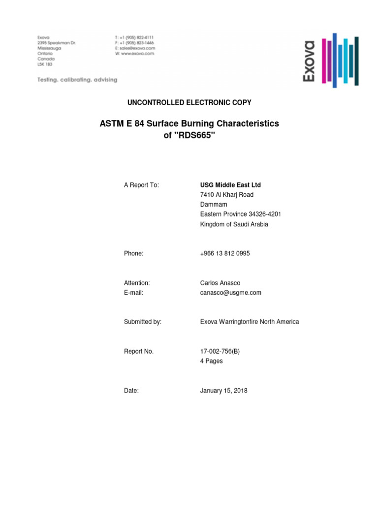 ASTM E 84 Test Results for RDS665 | PDF